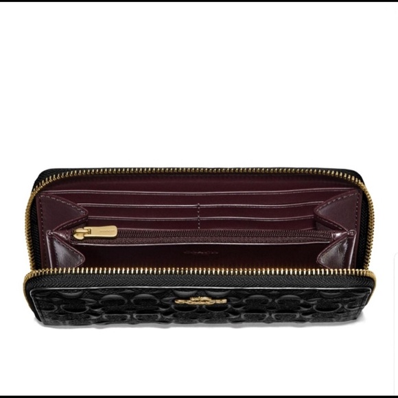 Coach | Bags | Iso Black Embossed Coach Wallet Woxblood Interior | Poshmark